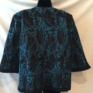 Misook | Jackets & Coats | Nwt Misook Black Teal Open Lined Jacket Sz ...